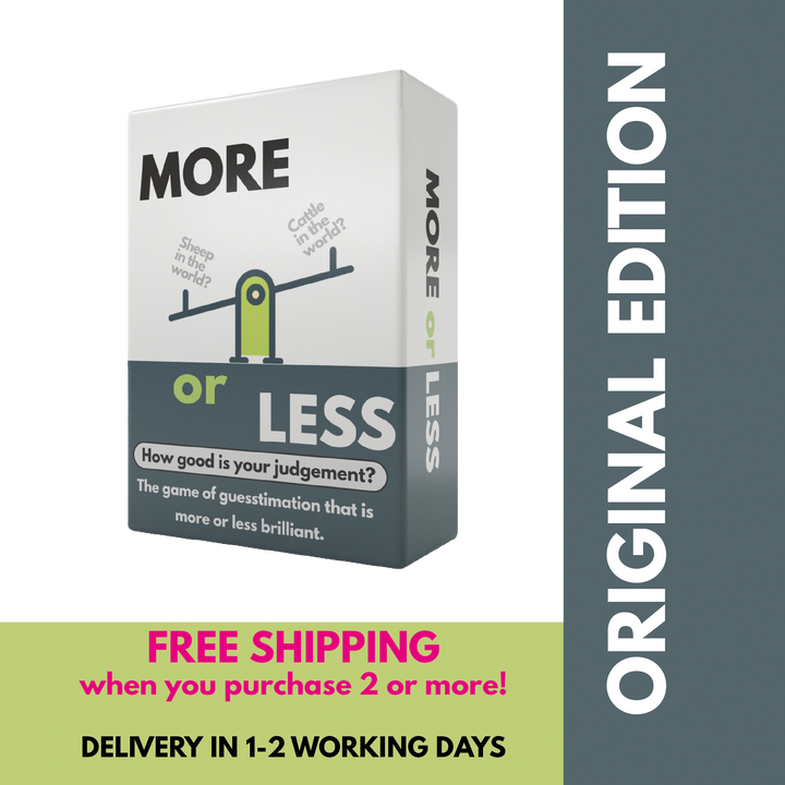 More or Less Card Game - How Good Is Your Judgement? Sale Now On